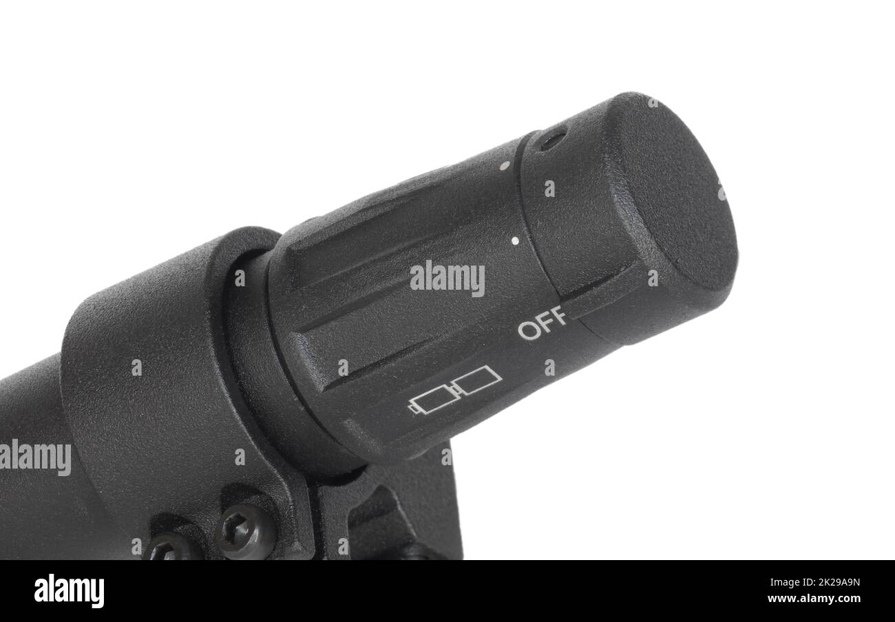 Tailcap switch on an infrared transmitter isolated on white Stock Photo ...