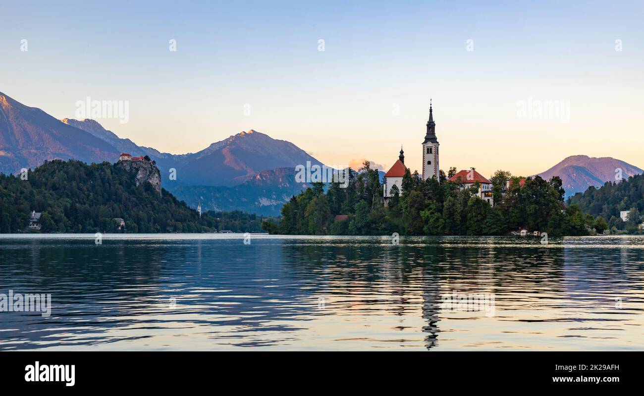 Lake Bled Sunset Stock Photo - Alamy