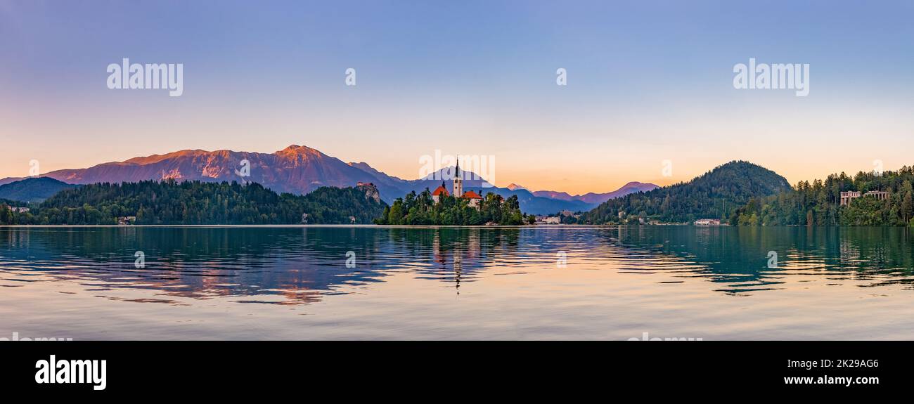 Bled lake panorama sunset hi-res stock photography and images - Alamy