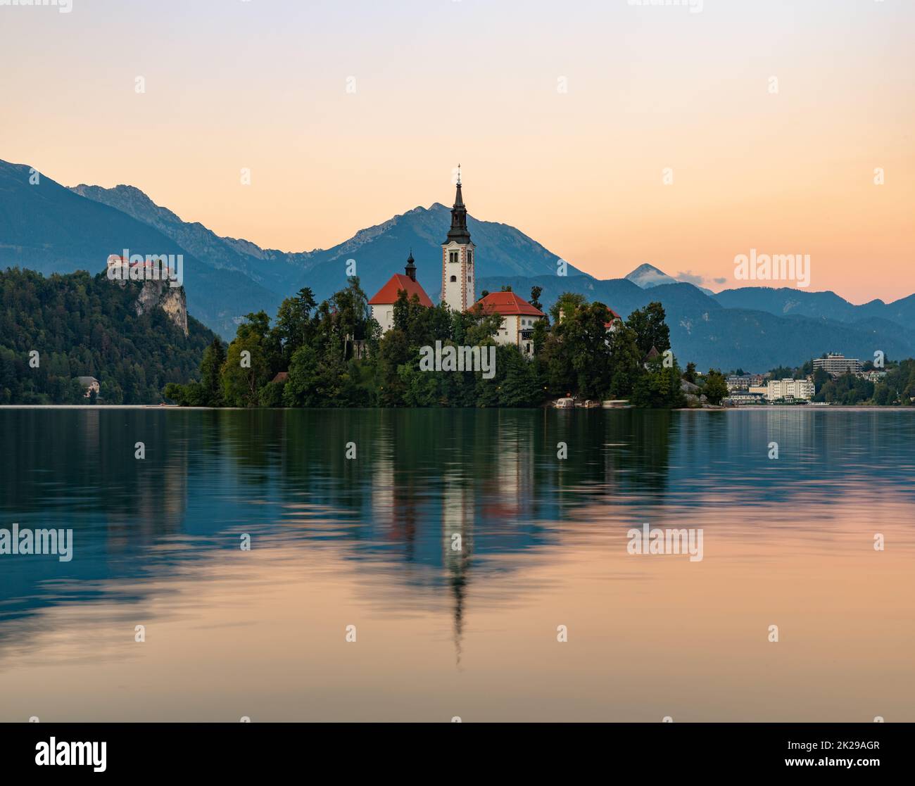 Lake Bled Sunset Stock Photo - Alamy