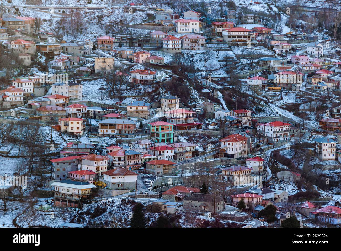 Winter Day Scene, Metsovo, Greece Stock Photo - Alamy