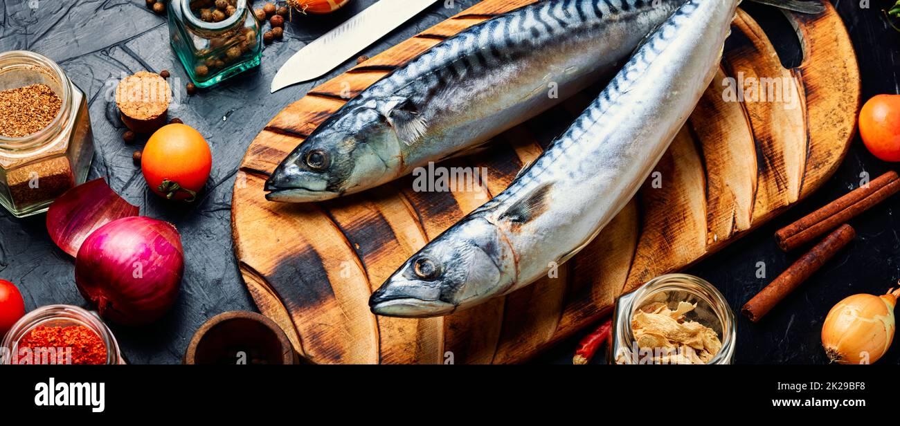 Fresh, raw mackerel fish Stock Photo - Alamy