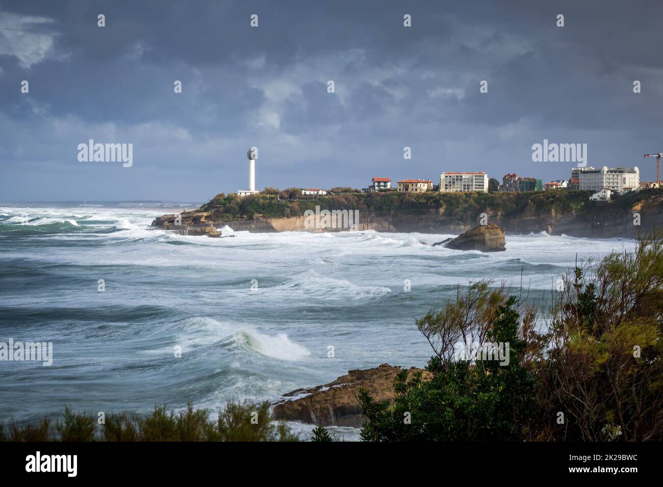 Seaside and beach of the city of Biarritz Stock Photo - Alamy