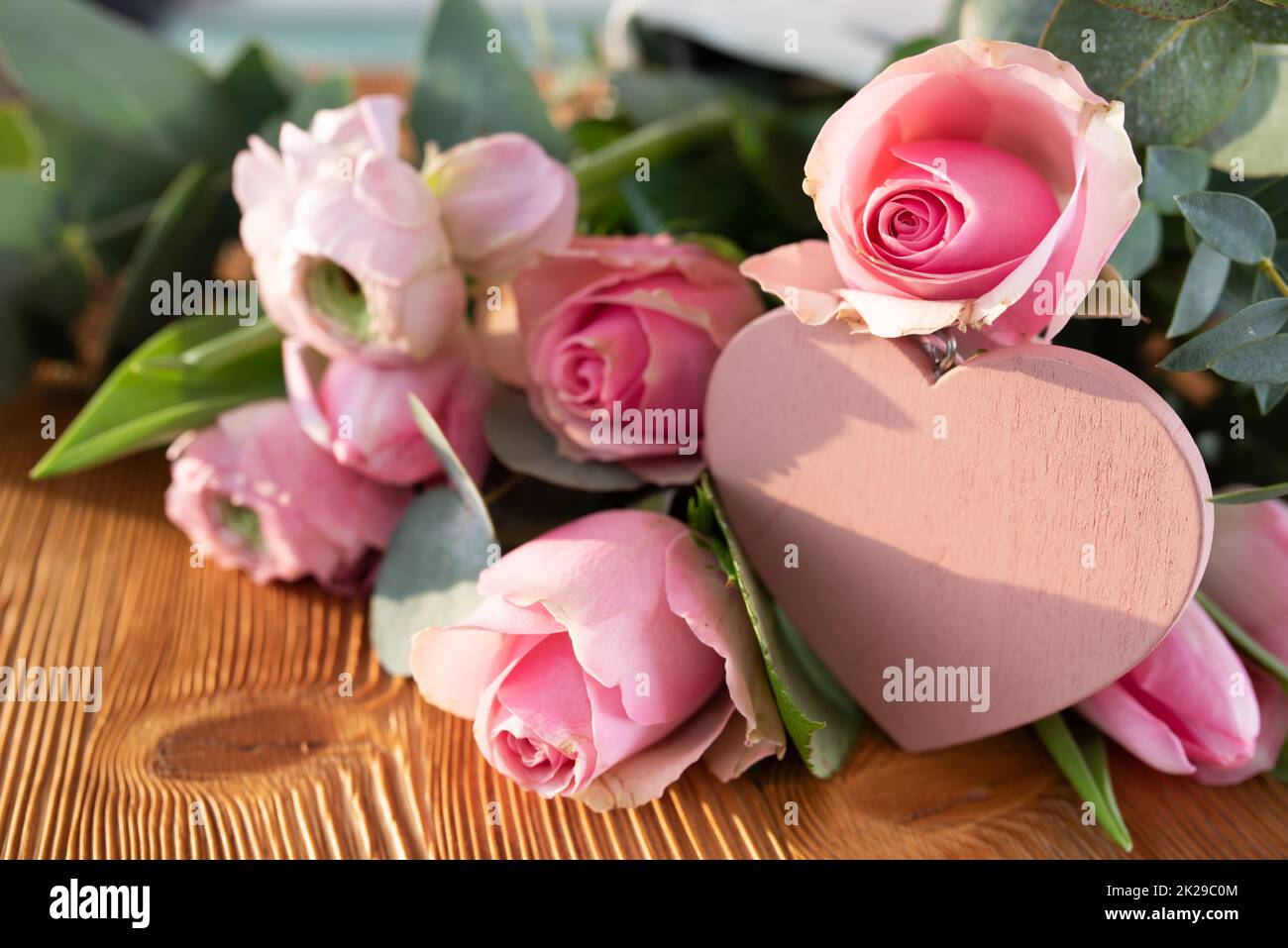 Spring flowers with heart shape Stock Photo - Alamy