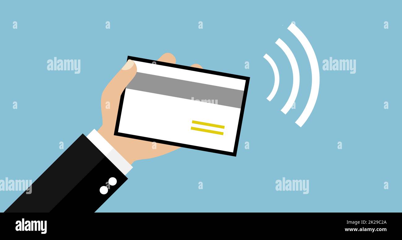 Wireless payment with credit card - Flat design banner Stock Photo - Alamy