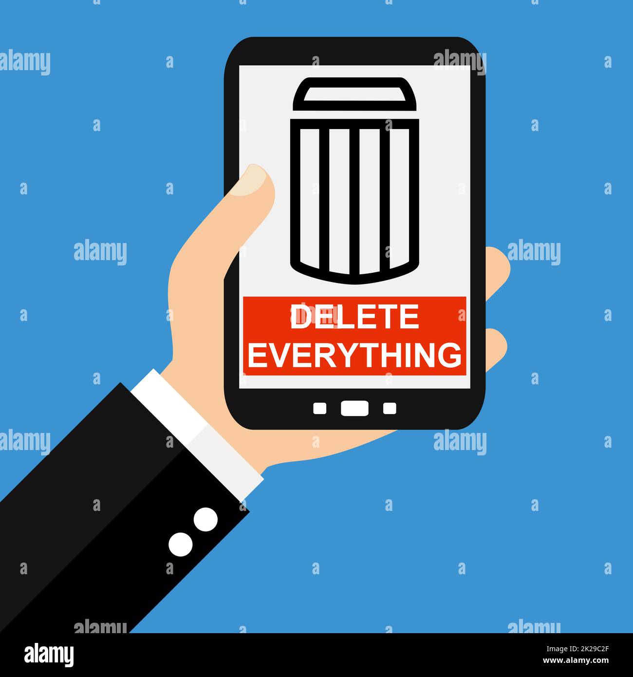 Delete everything - Hand holding mobile phone Stock Photo - Alamy