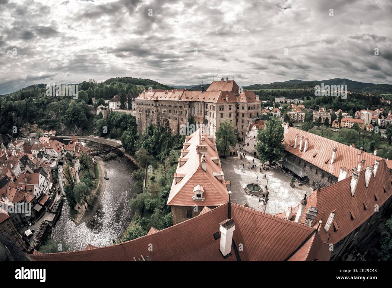 Panoramic view of the famous Cesky Krumlov Castle. Czech Republic Stock ...