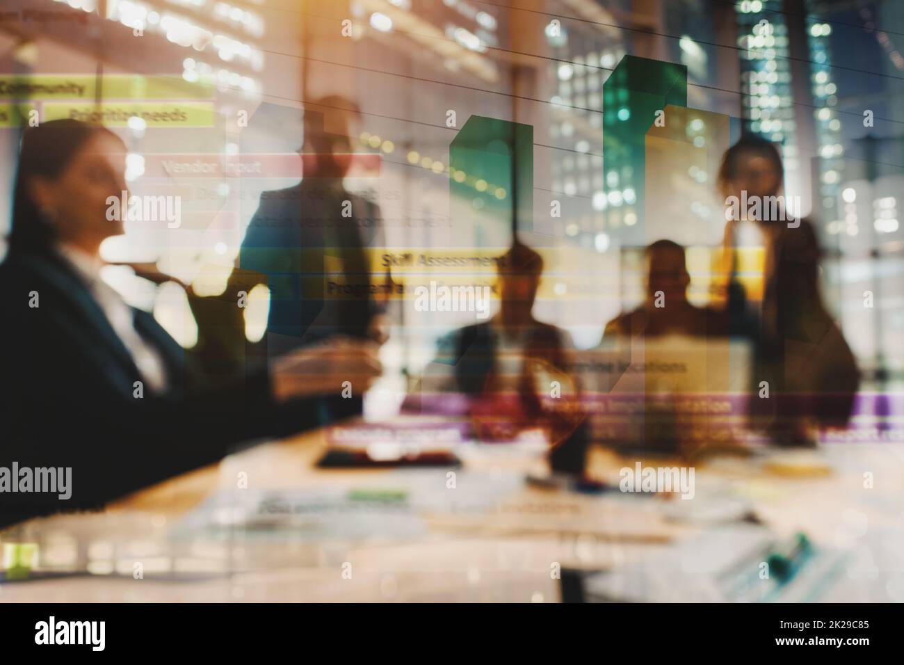 Group of business people have a meeting about company stats Stock Photo ...