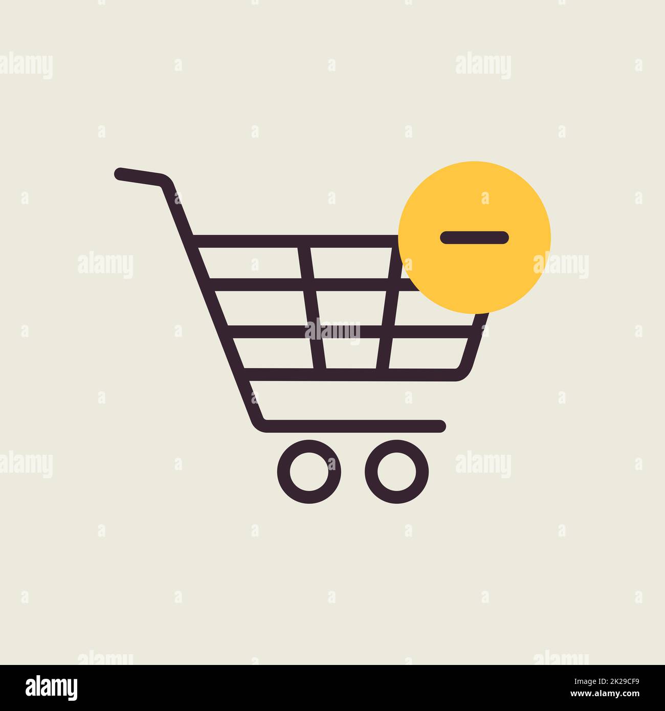 Shopping cart icon with minus sign Stock Photo - Alamy