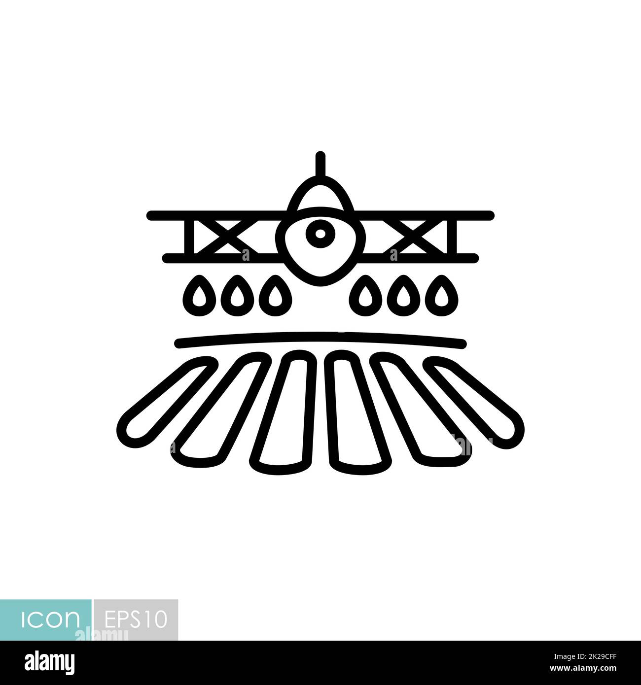 Crop duster airplane spraying a farm field icon Stock Photo - Alamy