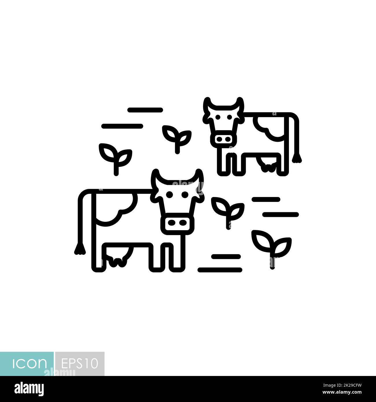 Cow on a pasture vector icon Stock Photo - Alamy