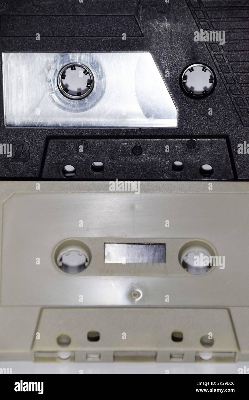 Audio cassette. Retro music medium, compact cassette tape recorder ...