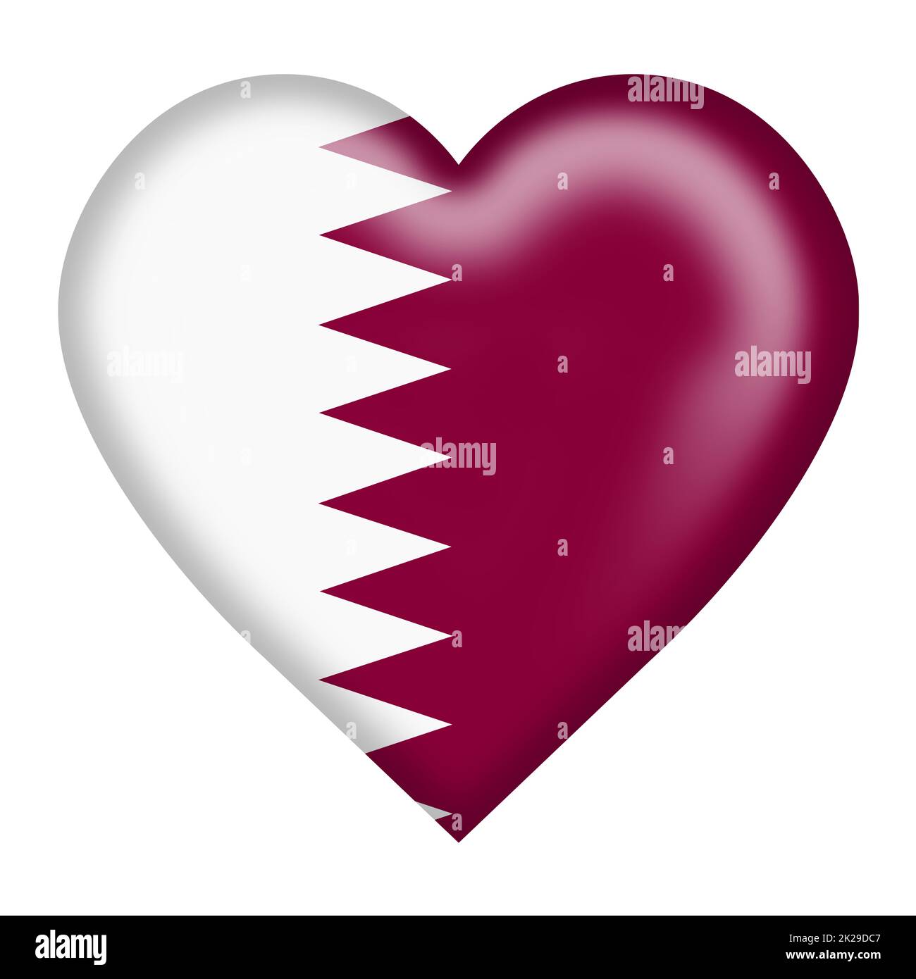 Qatar flag heart button isolated on white with clipping path 3d ...