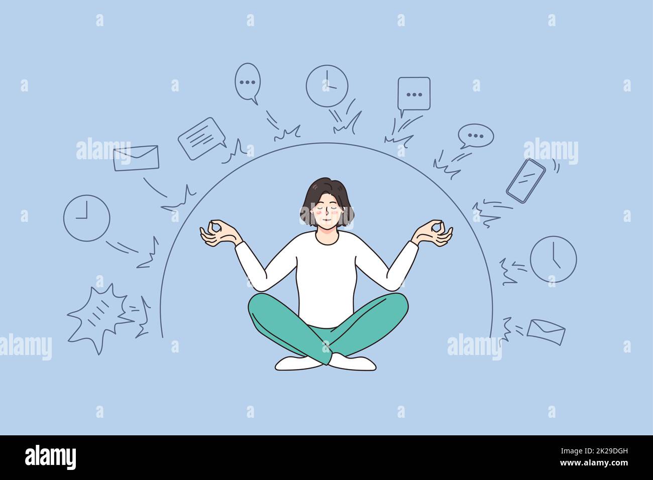 Calm woman have digital detox from work deals Stock Photo - Alamy