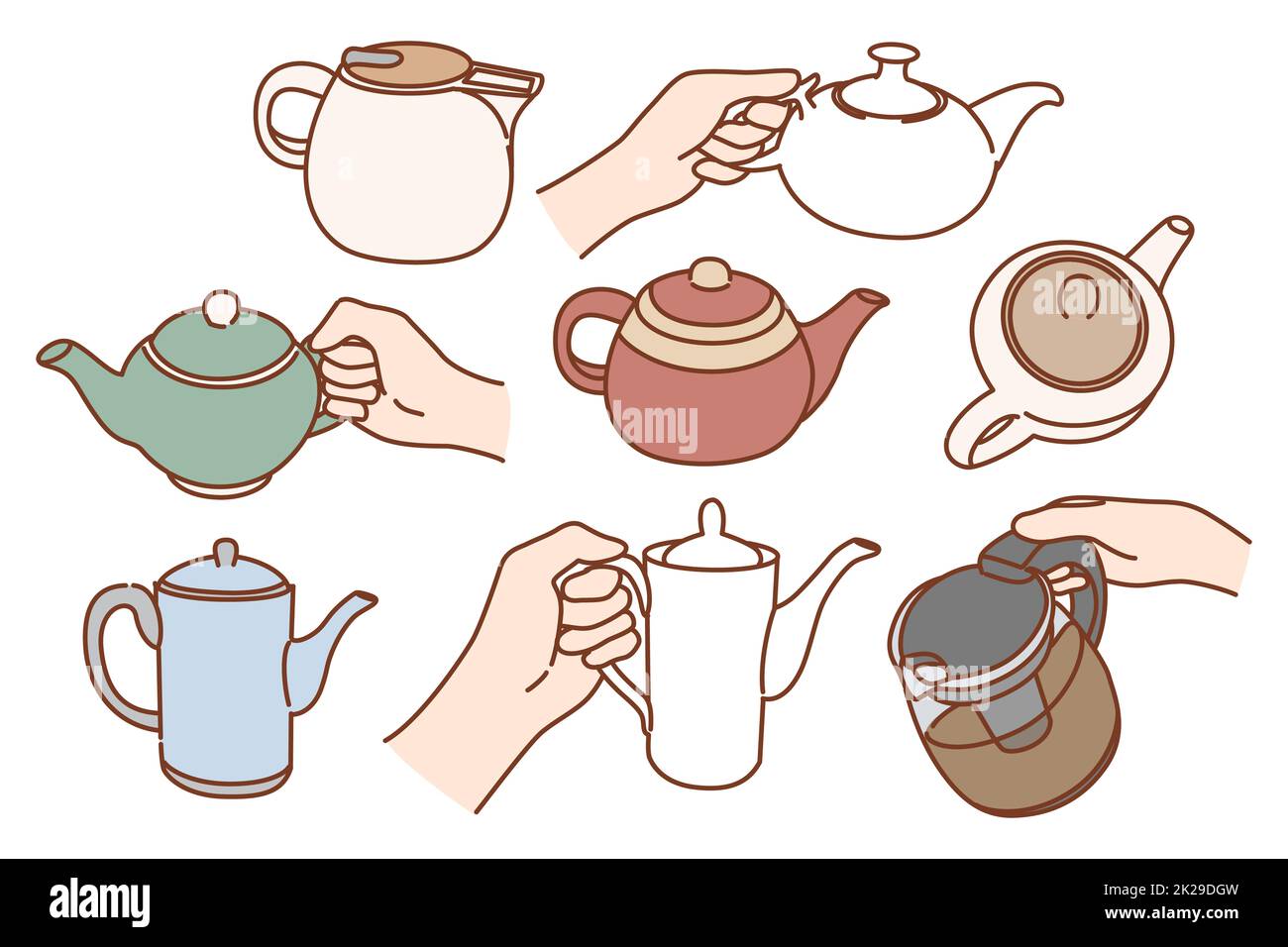 Set of diverse kettles of various sizes and shapes Stock Photo - Alamy