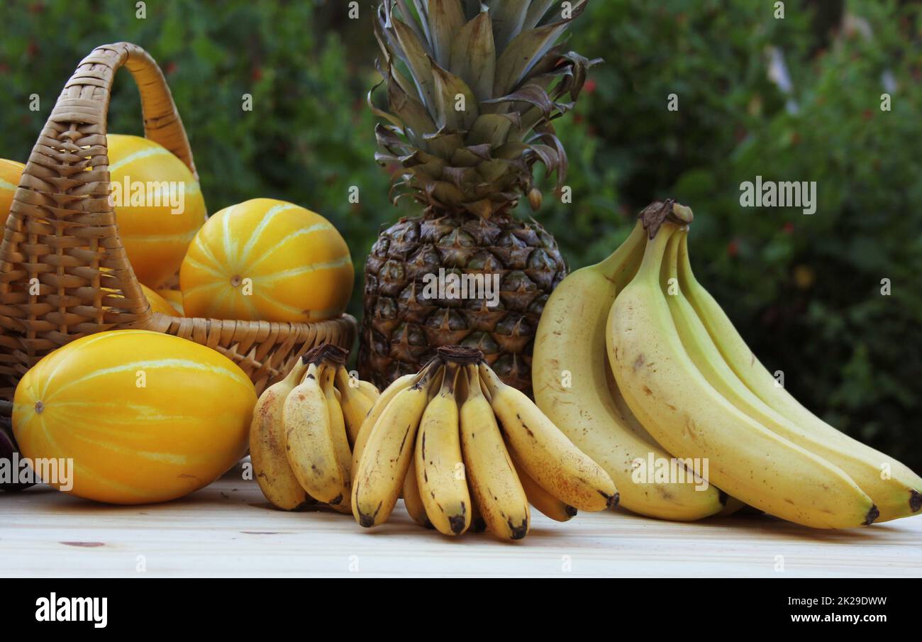 Fresh Fruit and Vegetables for Sale at Farmers Market Bananas and ...