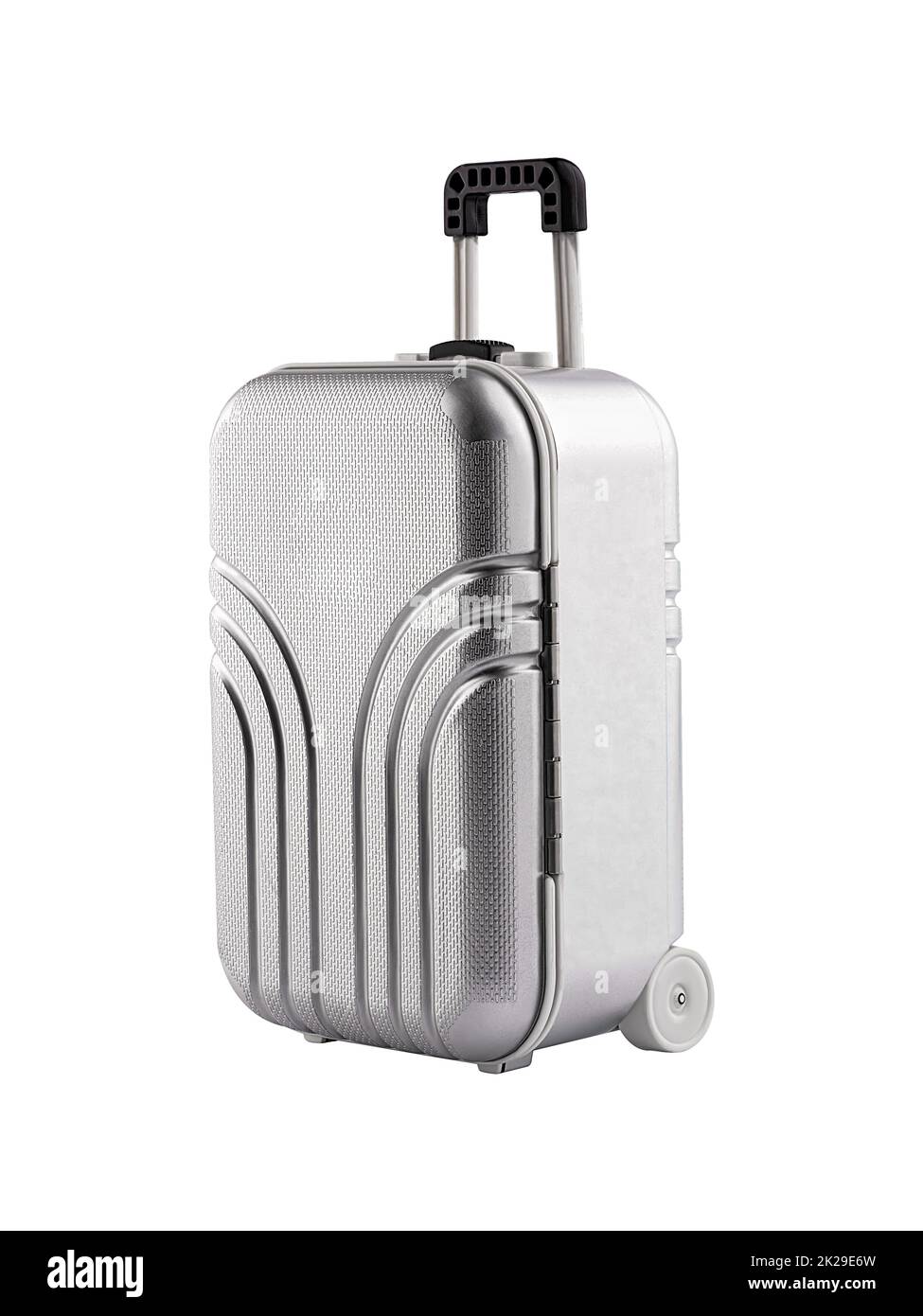 Gray plastic closed luggage side view isolated Stock Photo - Alamy