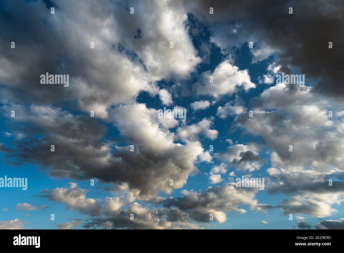 Panoramic view of the blue sky with clouds in motion. View of the blue ...