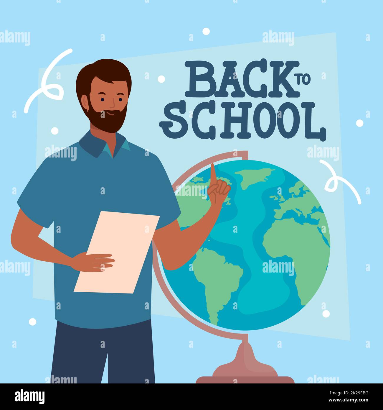 back to school lettering with geography teacher Stock Vector Image ...