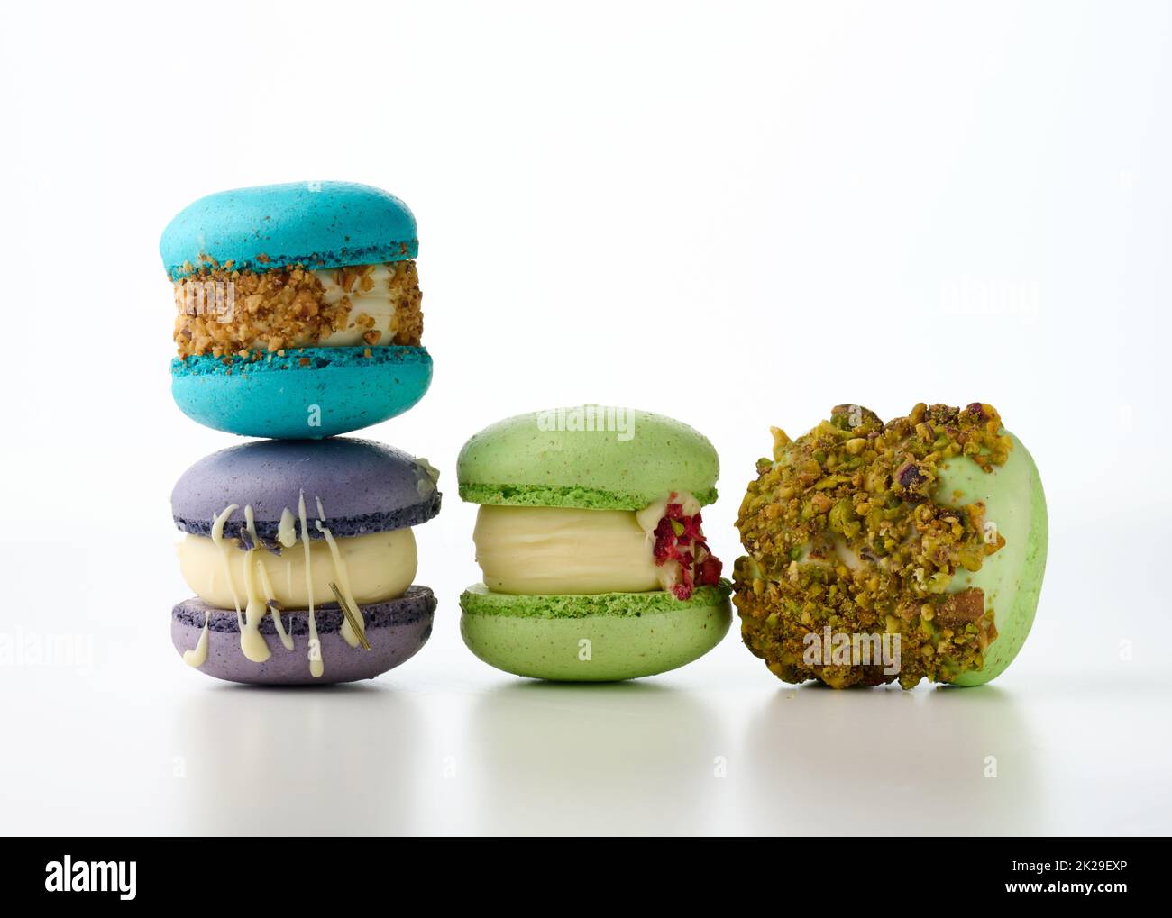 round french cakes made from almond flour macarons on a white ...