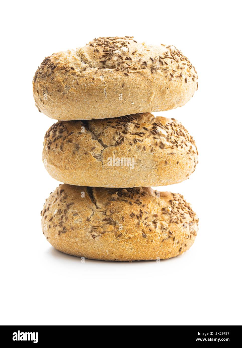 Baked bun bread with cumin seeds isolated on white background Stock ...