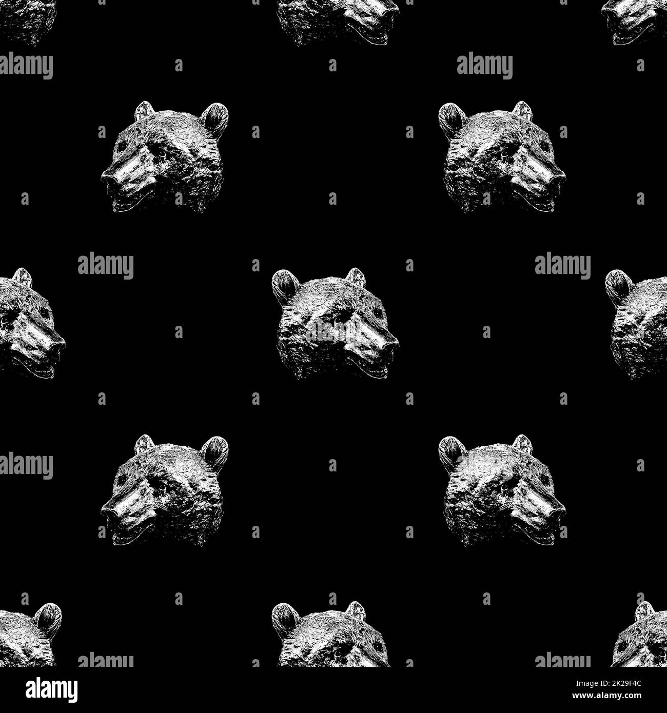 Bear Head Motif Seamless Pattern Stock Photo - Alamy
