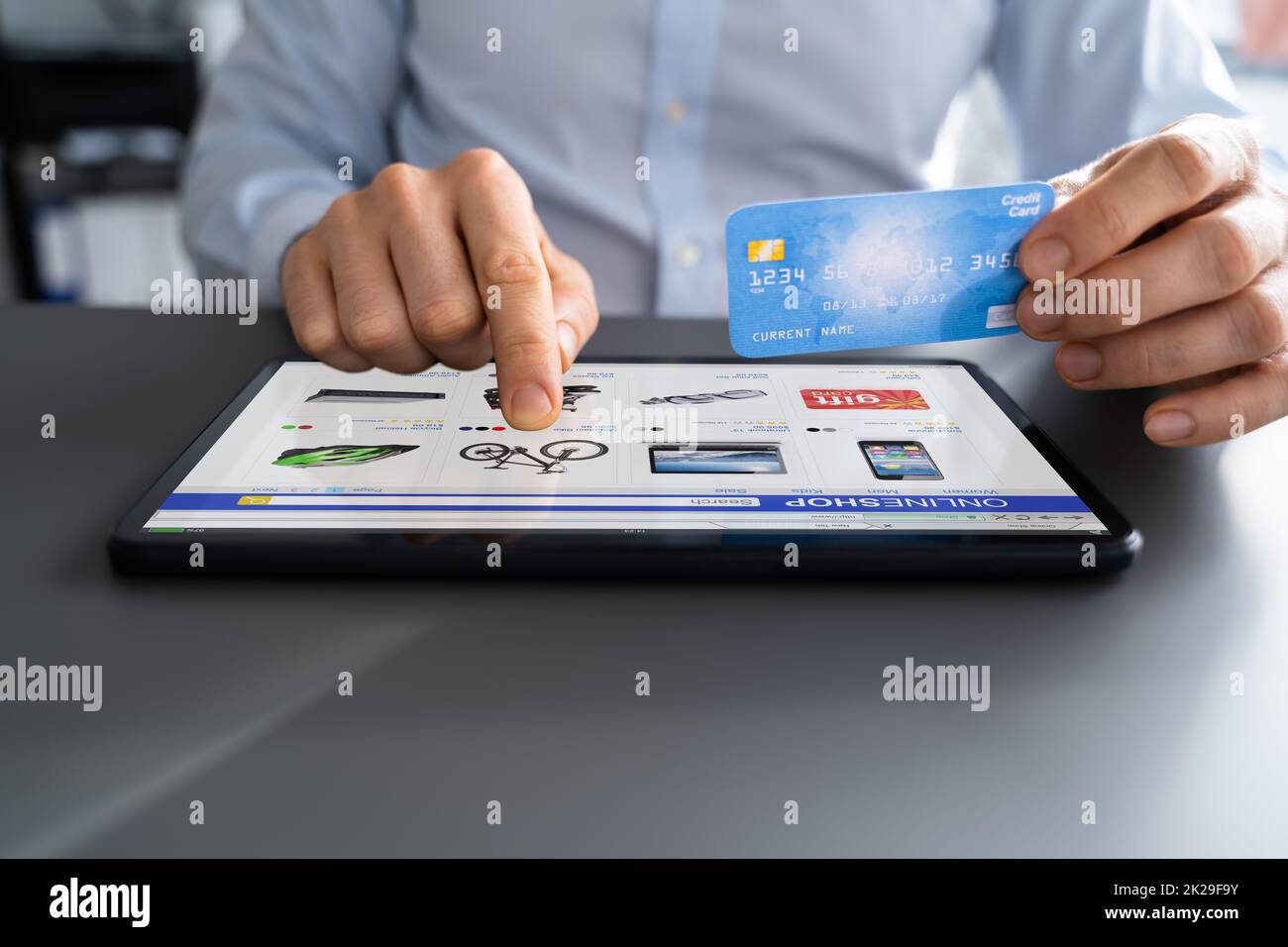 Buying online tablet closeup hi-res stock photography and images - Alamy