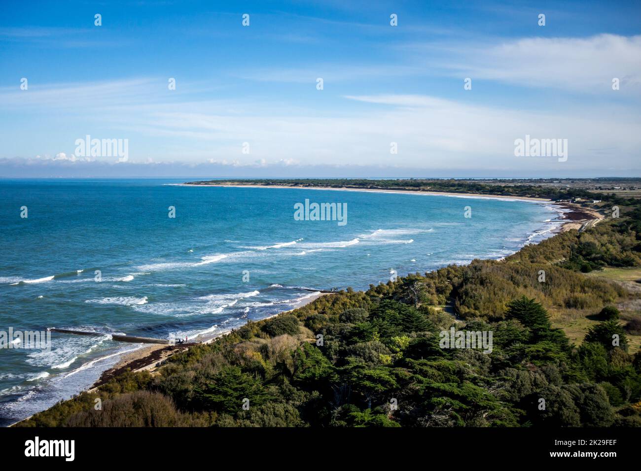 Coastline and seascape view from the Whale lighthouse, in Re island ...
