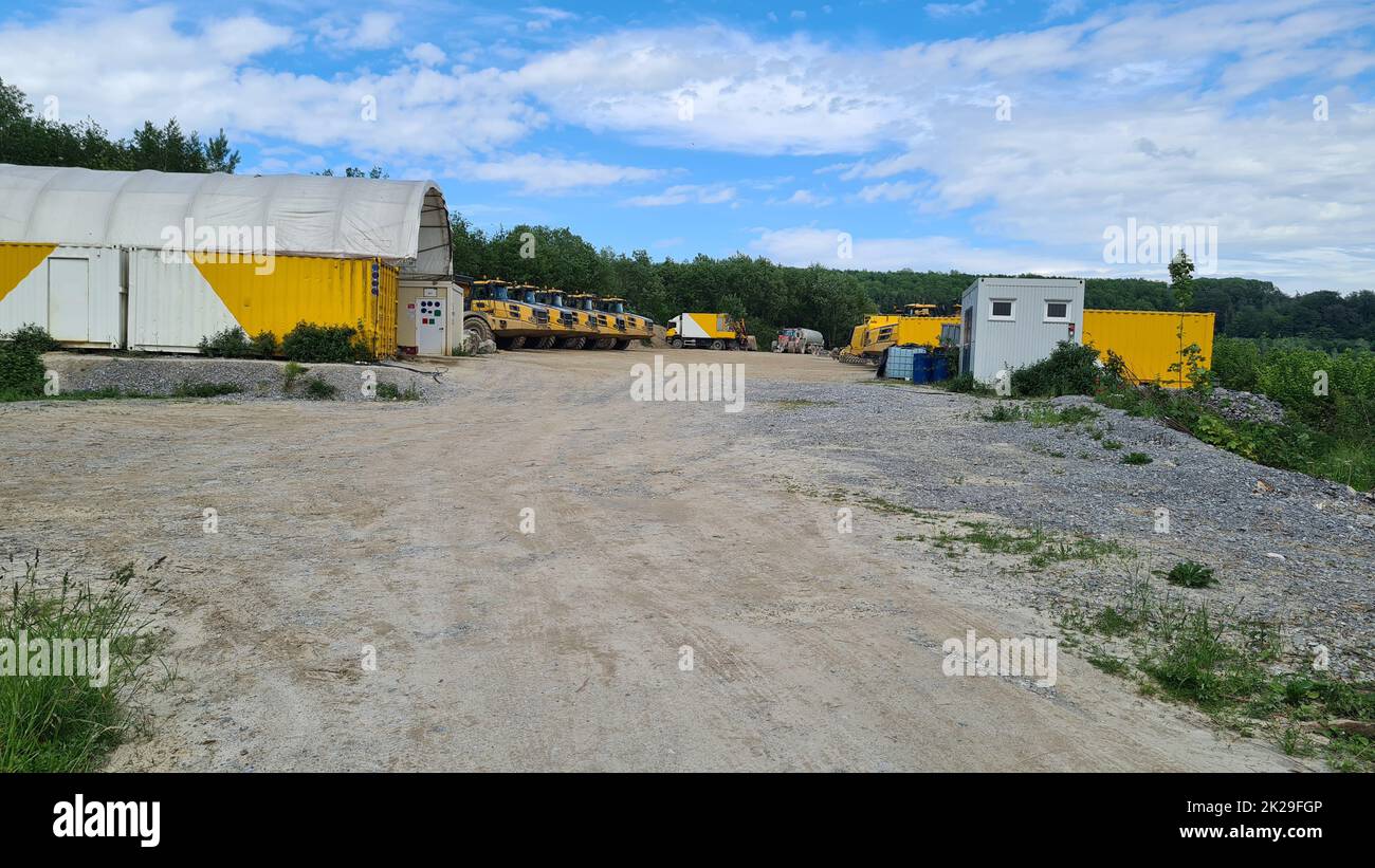 Big yellow mining wagon Stock Photo - Alamy