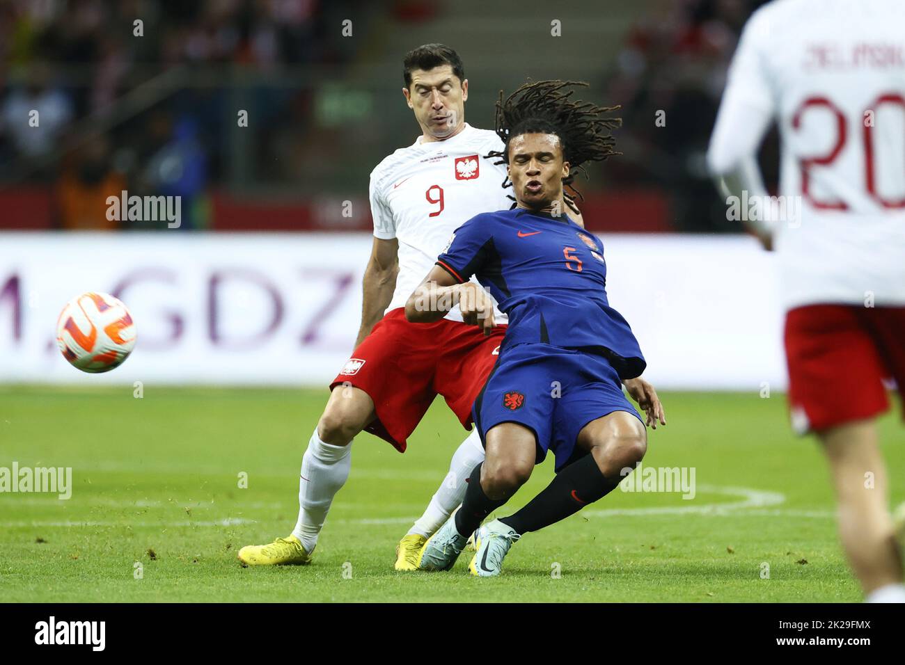 WARSAW - (lr) Robert Lewandowski of Poland, Nathan Ake of Holland ...
