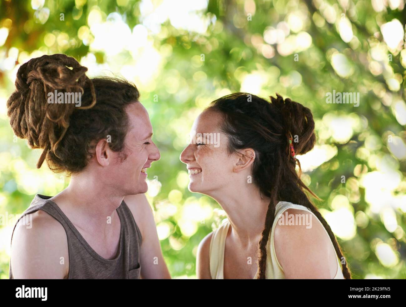 Their connection is undeniable. A cute young couple spending time ...