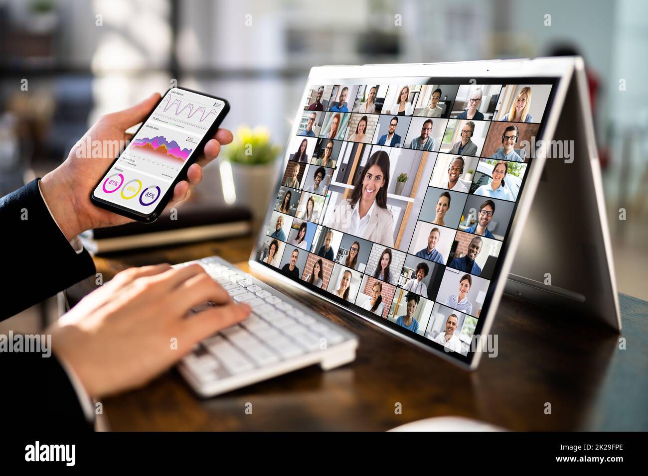 Businessman on video conference taking hi-res stock photography and ...