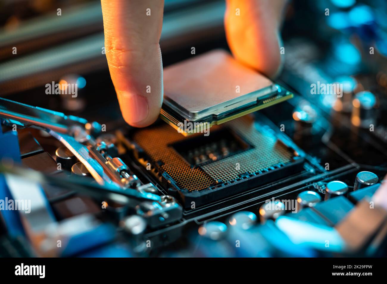 Motherboard Microchip In Hand. Computer Testing Stock Photo - Alamy