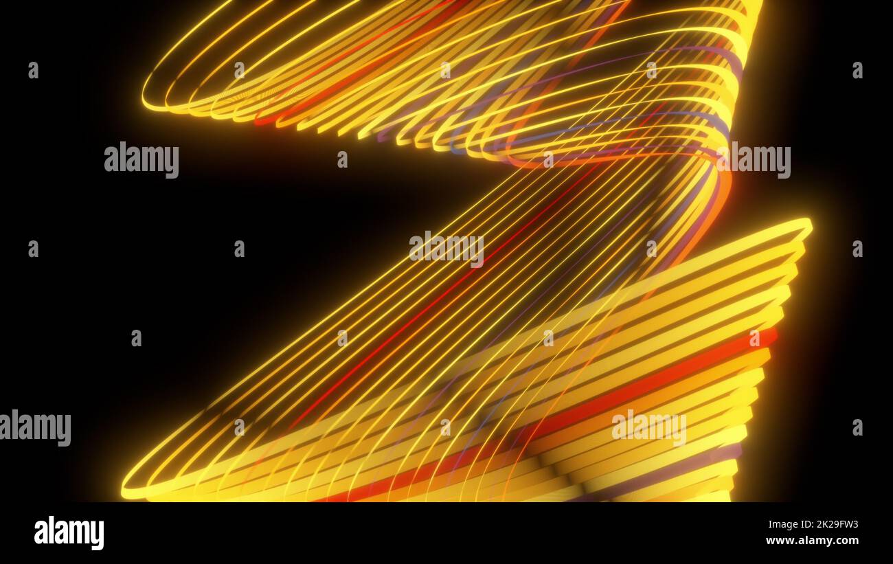 Abstract spiral rotating glow lines, computer generated background, 3D ...