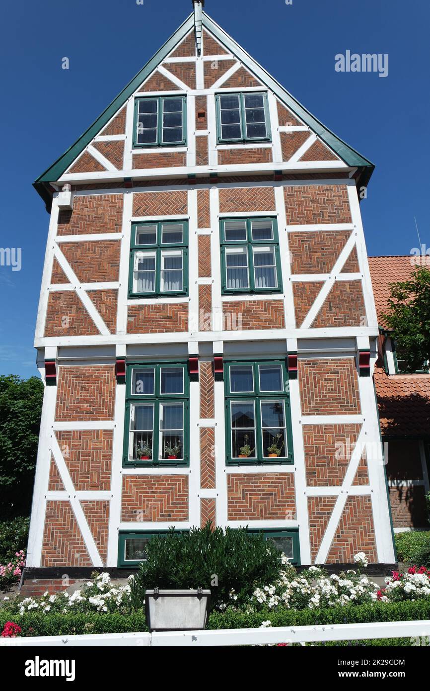 Half-timbered city â€‹â€‹Hall in Jork. Northern Germany, Altes Land ...