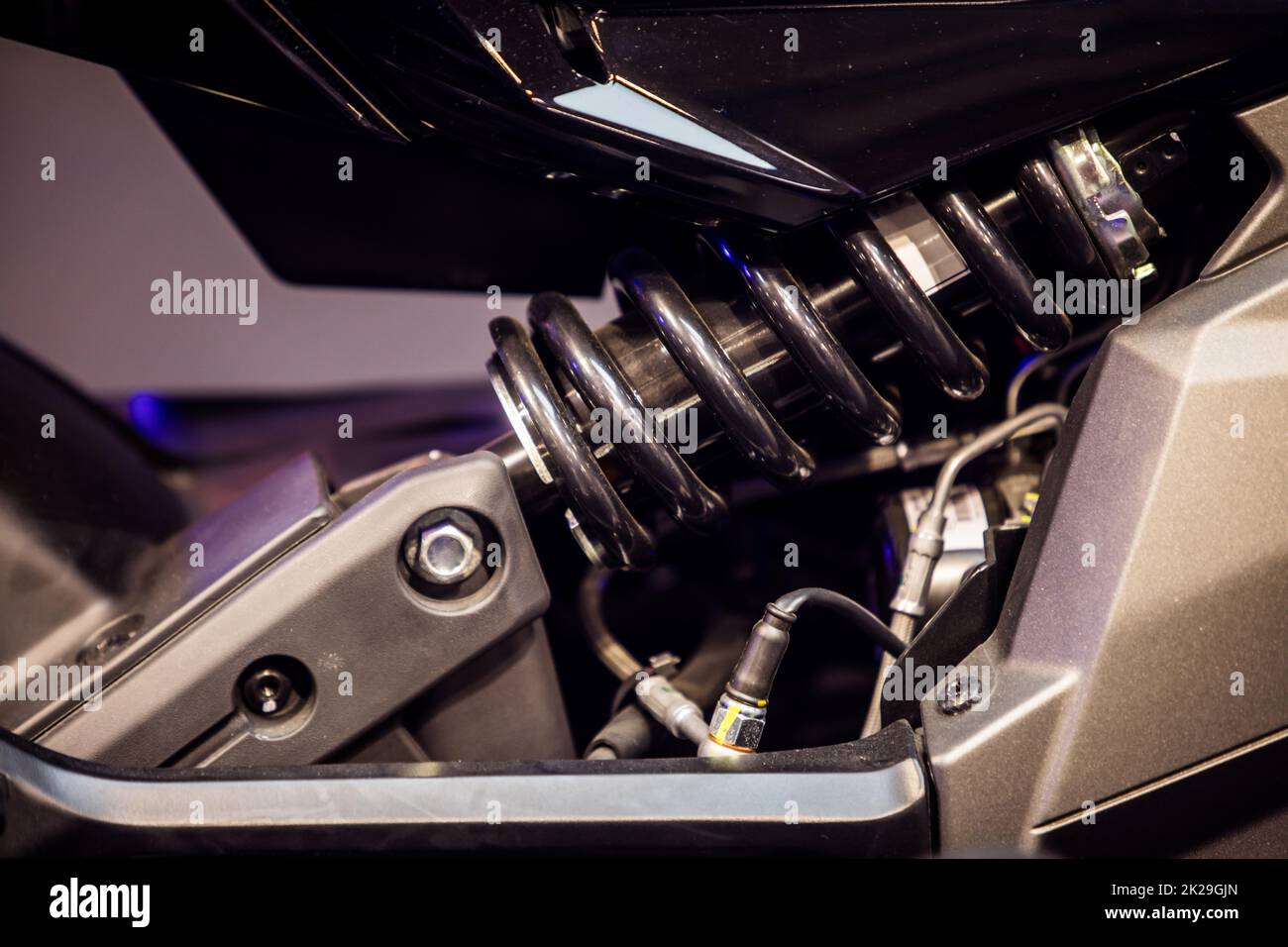 Motorcycle shock absorber with metallic springs Stock Photo - Alamy