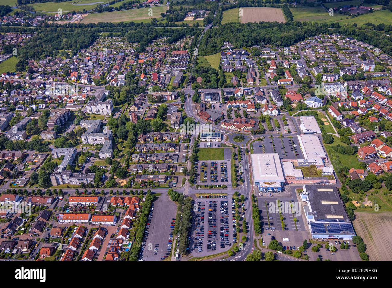 Luftbild, Stadtgebiet mit Ostwennemarstraße, Uentrop, Hamm, Ruhrgebiet ...
