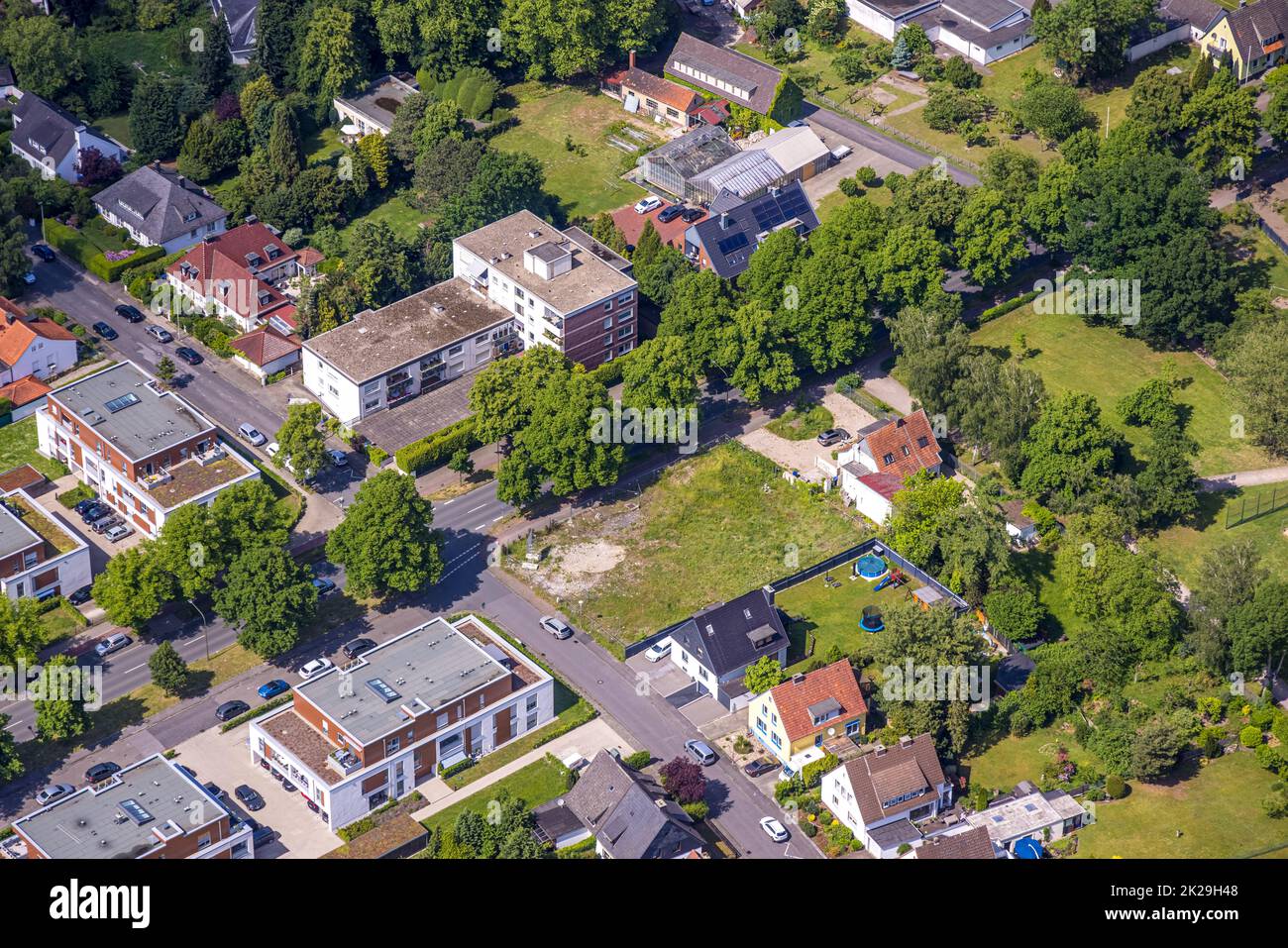 Aerial view, new housing estate Lippestraße / An der Steinernen Brücke ...