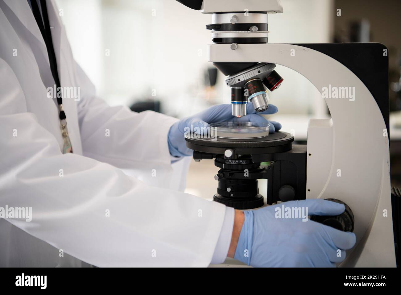 Adjusting microscope hi-res stock photography and images - Alamy