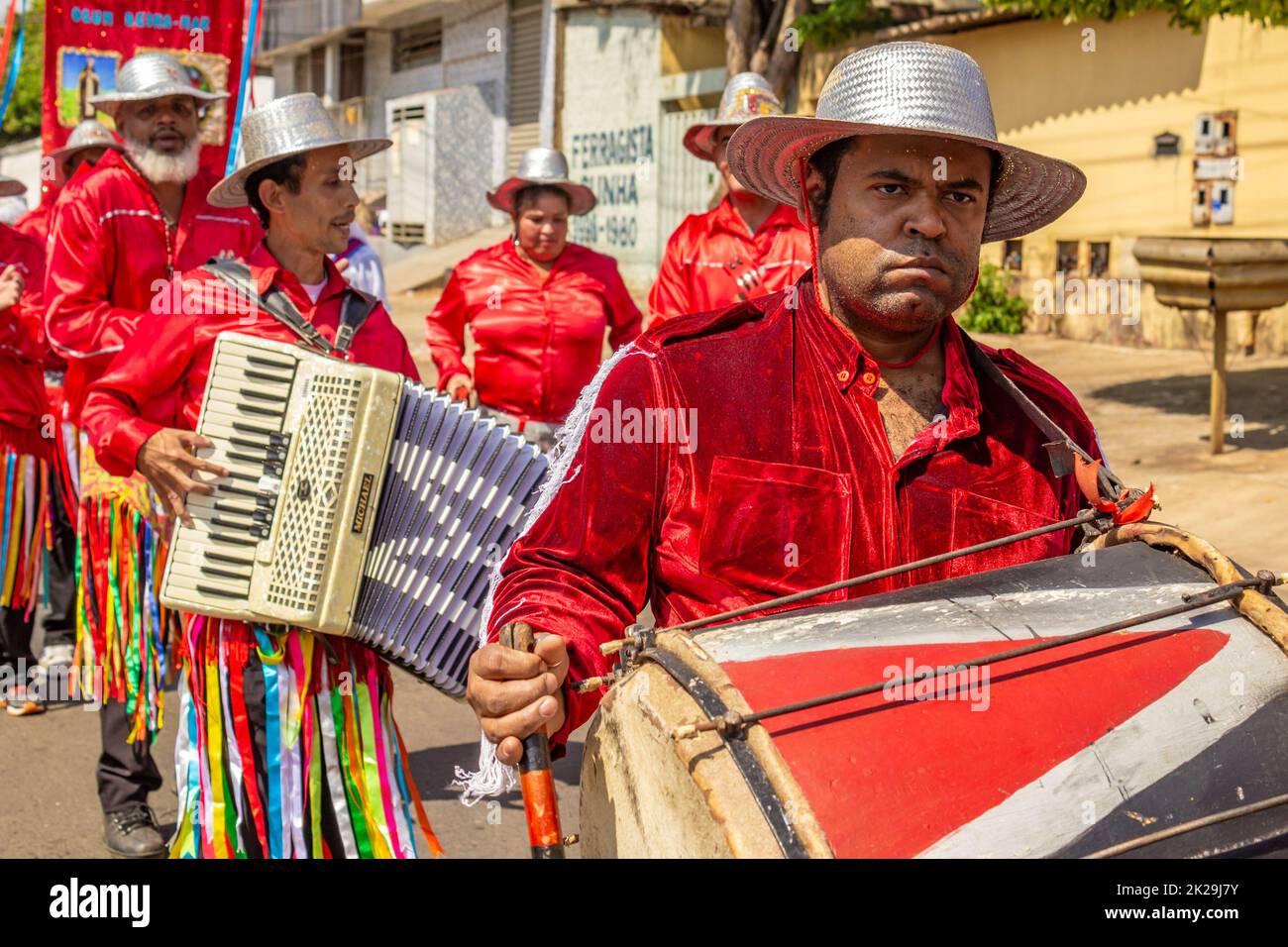 Goiânia, Goias, Brazil – September 11, 2022: Group of revelers in red ...