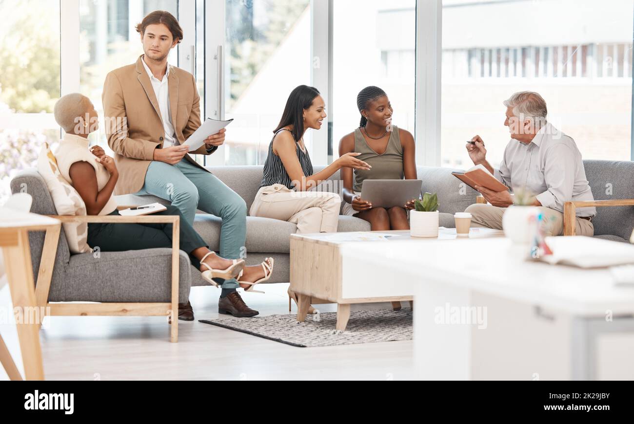 Planning, strategy and business people working in a marketing and ...