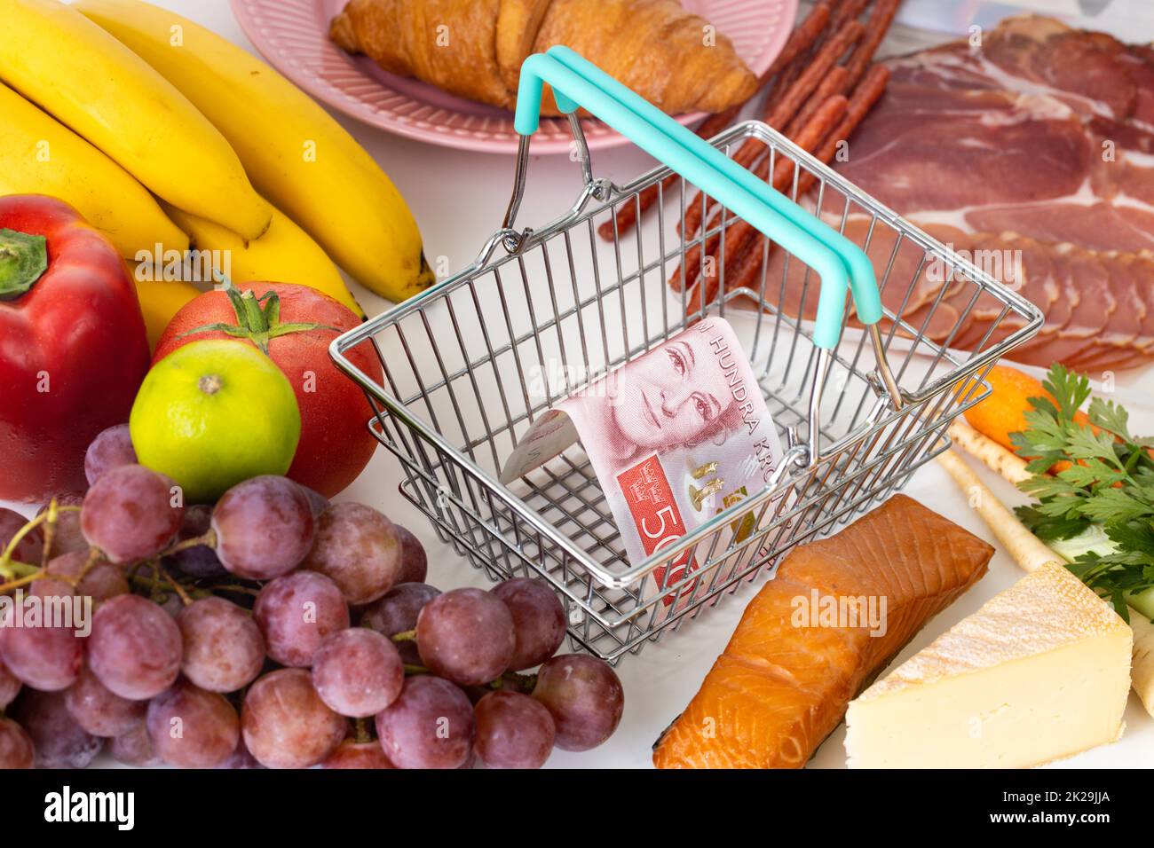 food price increase in Sweden Increasing inflation concept, fruit ...