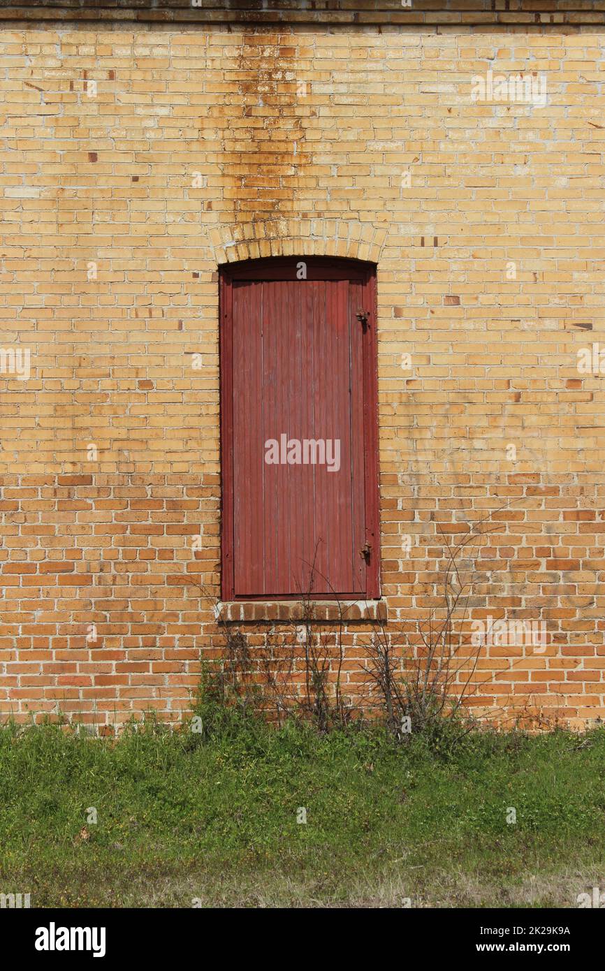 Close-up Building Detail Historical Brick Wall With Doors and Windows ...