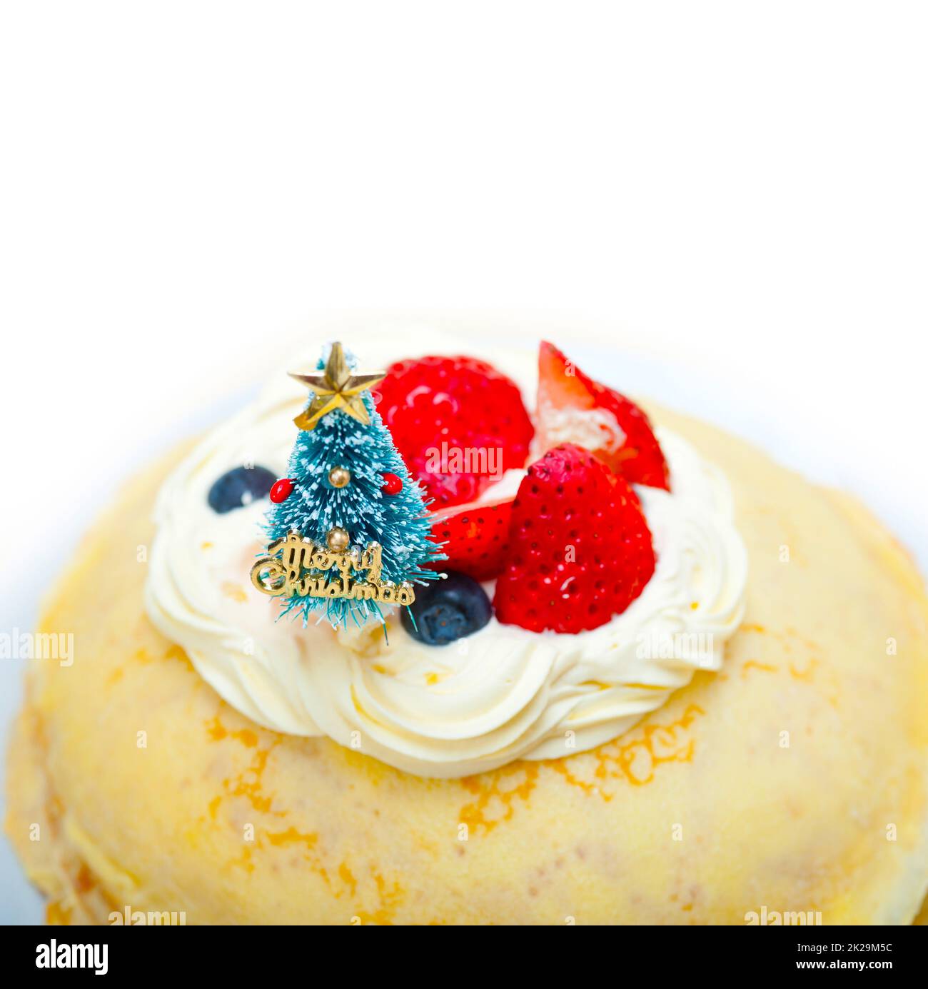 christmas tree on crepe pancake cake Stock Photo - Alamy