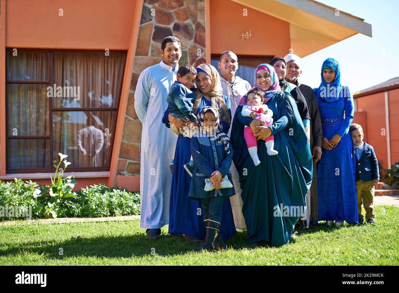 Every generation happier than the next. Portrait of a happy muslim ...