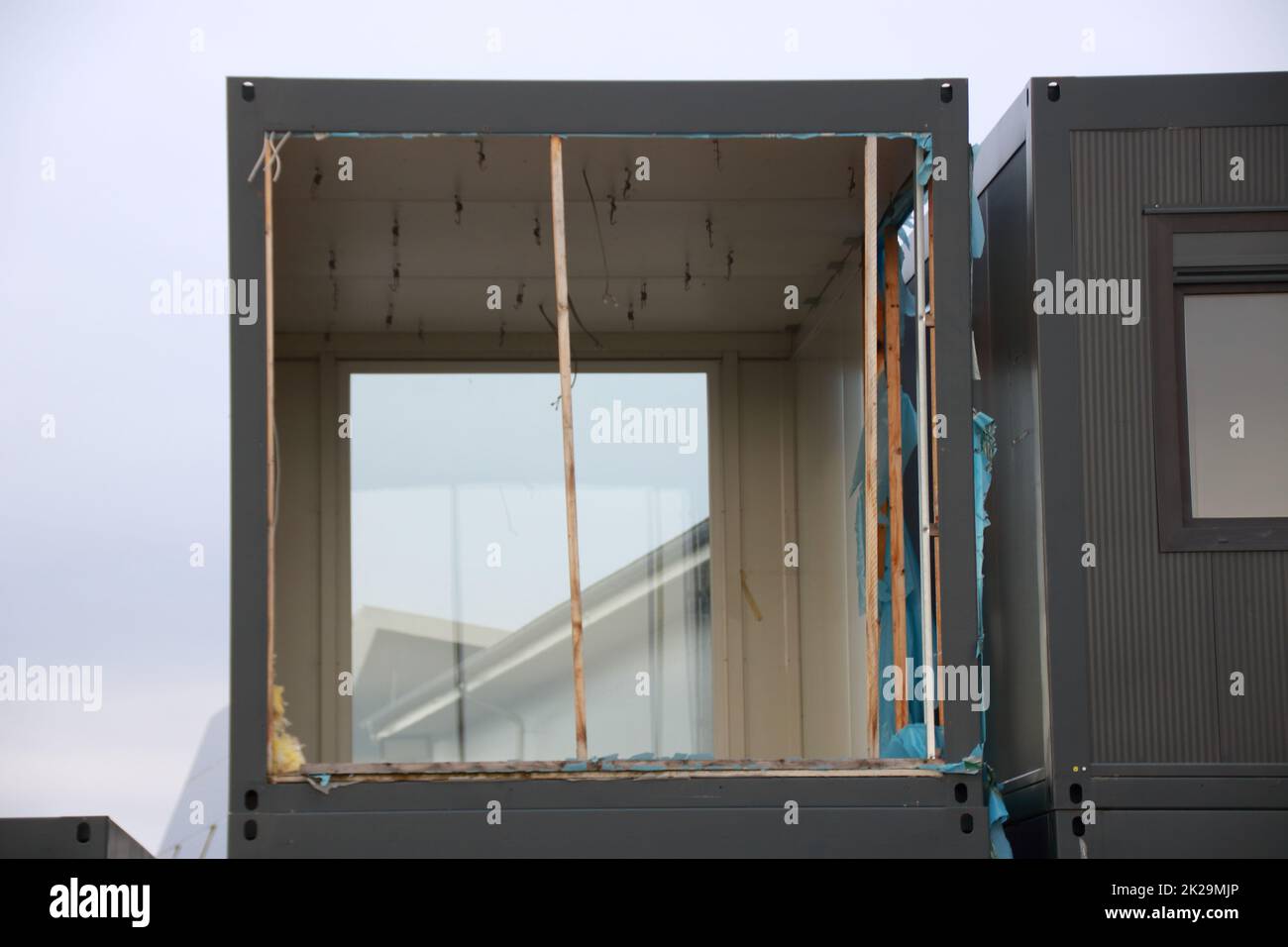 Old containers for living are stored in a storage yard Stock Photo - Alamy
