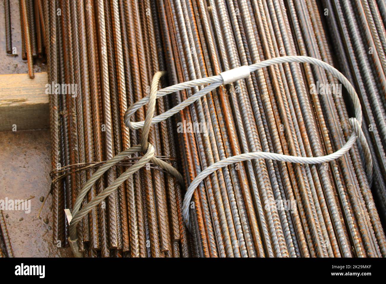 Structural steel was unloaded at a construction site using a metal ...