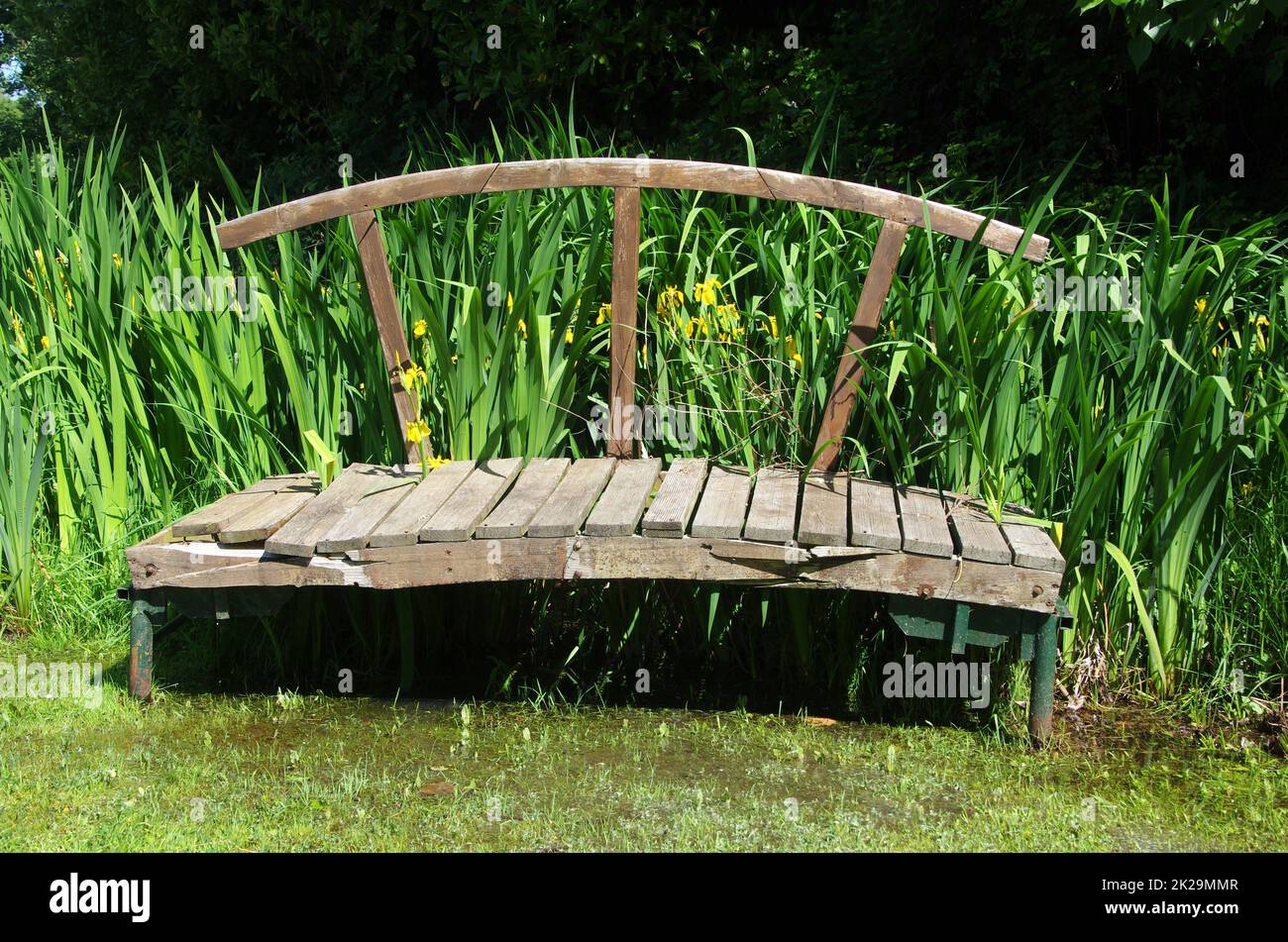 Wooden bench in France, Europe Stock Photo - Alamy