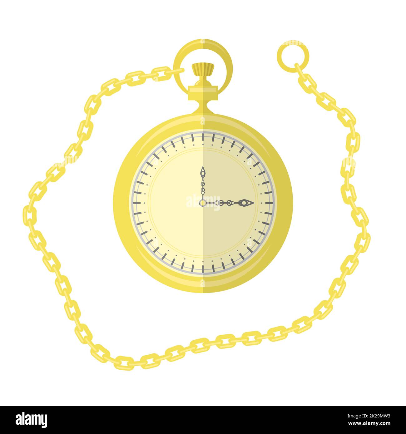 Vintage Gold Pocket Watch Isolated on White Background. Antique Yellow ...