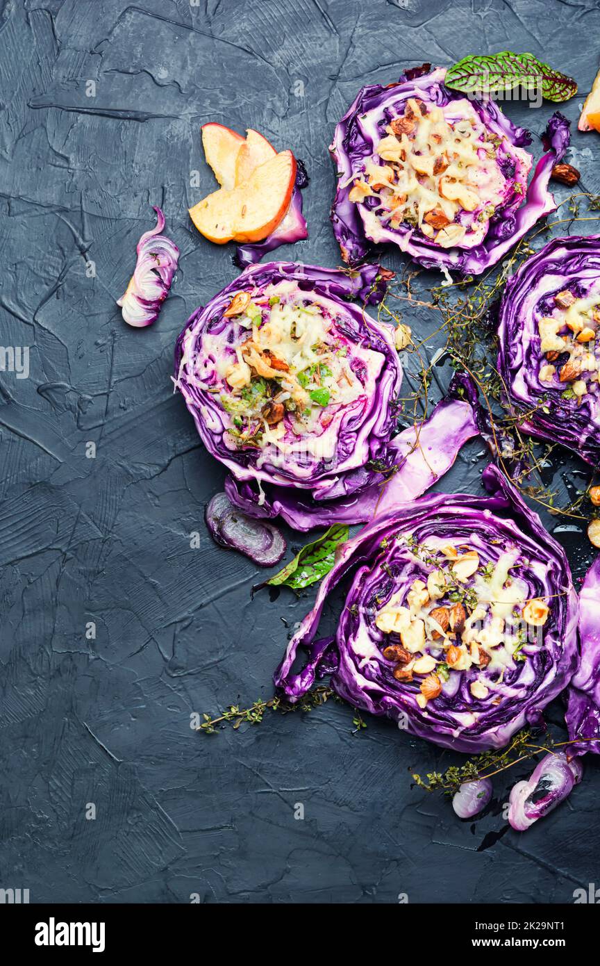 Baked red cabbage banquet appetizer Stock Photo - Alamy